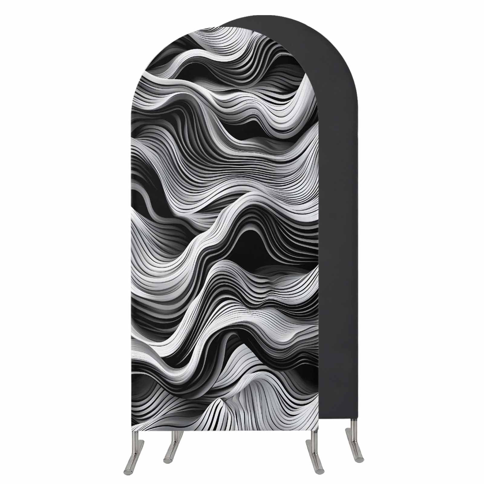 4FT Arch Backdrop Covers, Abstract Waves Wedding Arch Cover Stretchy ...