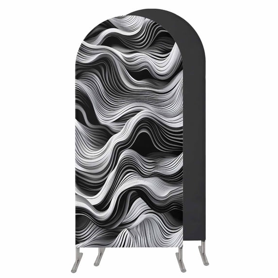 4FT Arch Backdrop Covers, Abstract Waves Wedding Arch Cover Stretchy ...