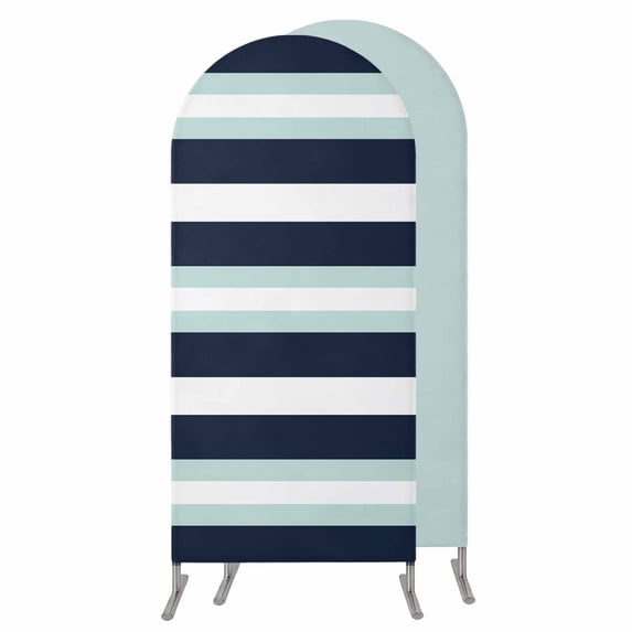 4FT Arch Backdrop Covers, Aqua Navy Blue Striped Wedding Arch Cover ...