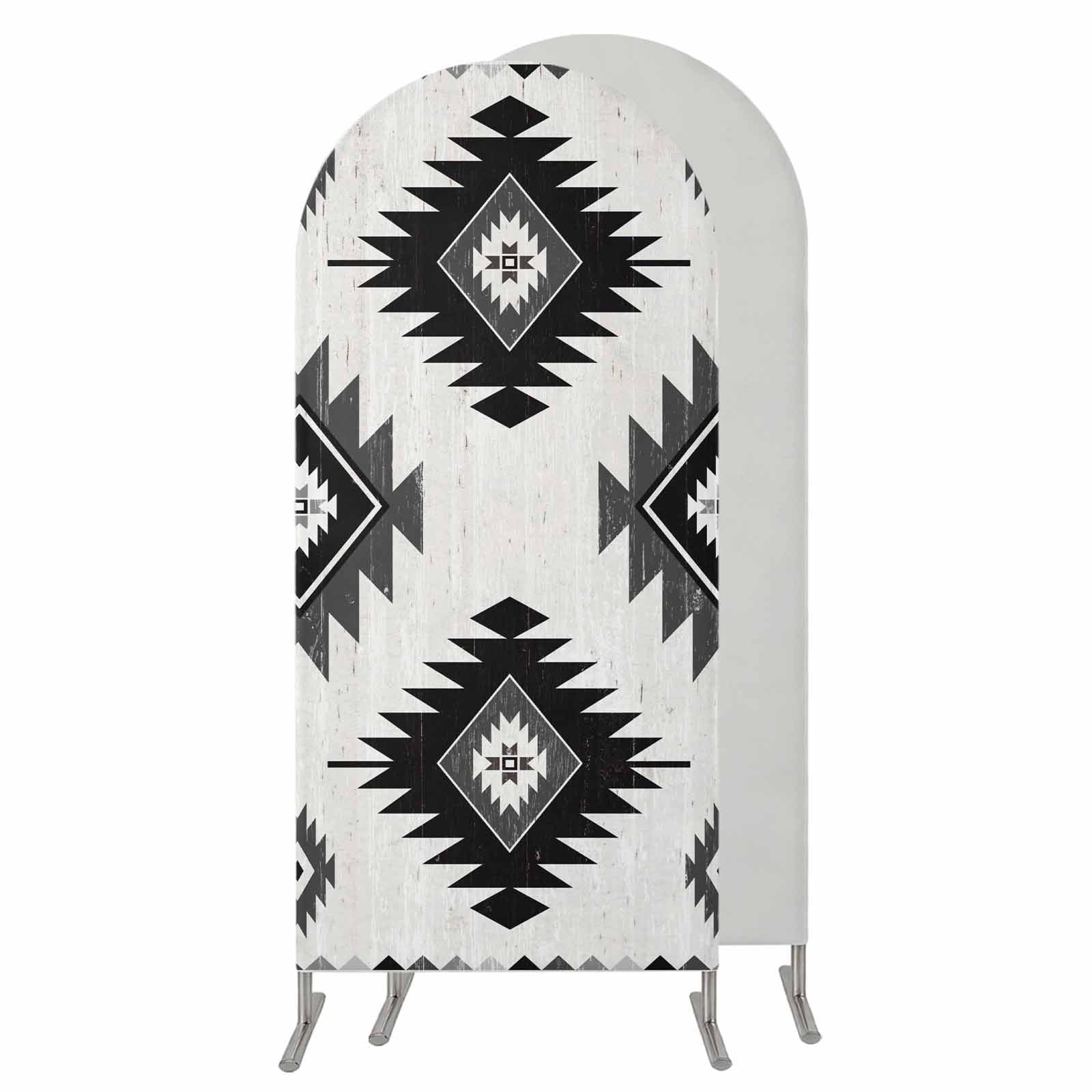 4FT Arch Backdrop Covers, Black Aztec Wedding Arch Cover Stretchy ...