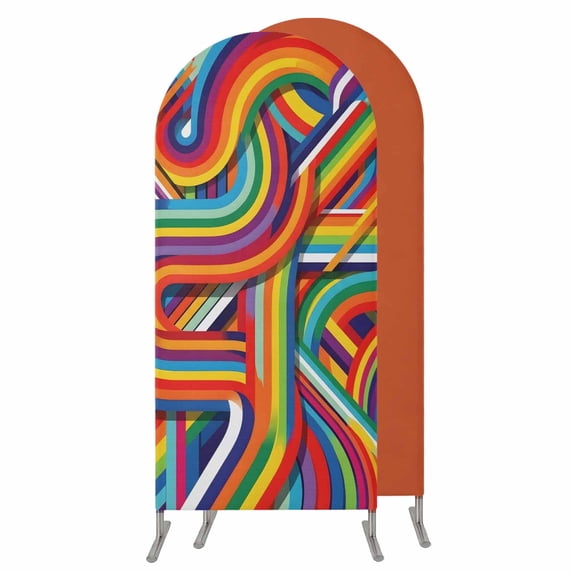 4FT Arch Backdrop Covers, Colorful Striped Wedding Arch Cover Stretchy ...