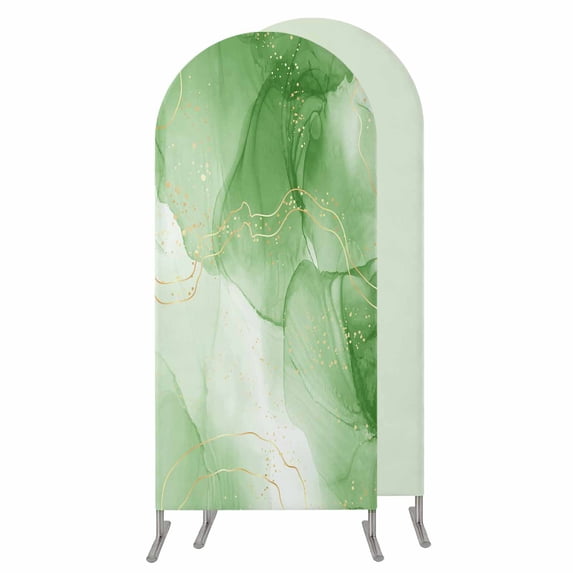4FT Arch Backdrop Covers, Green Marble Wedding Arch Cover Stretchy ...