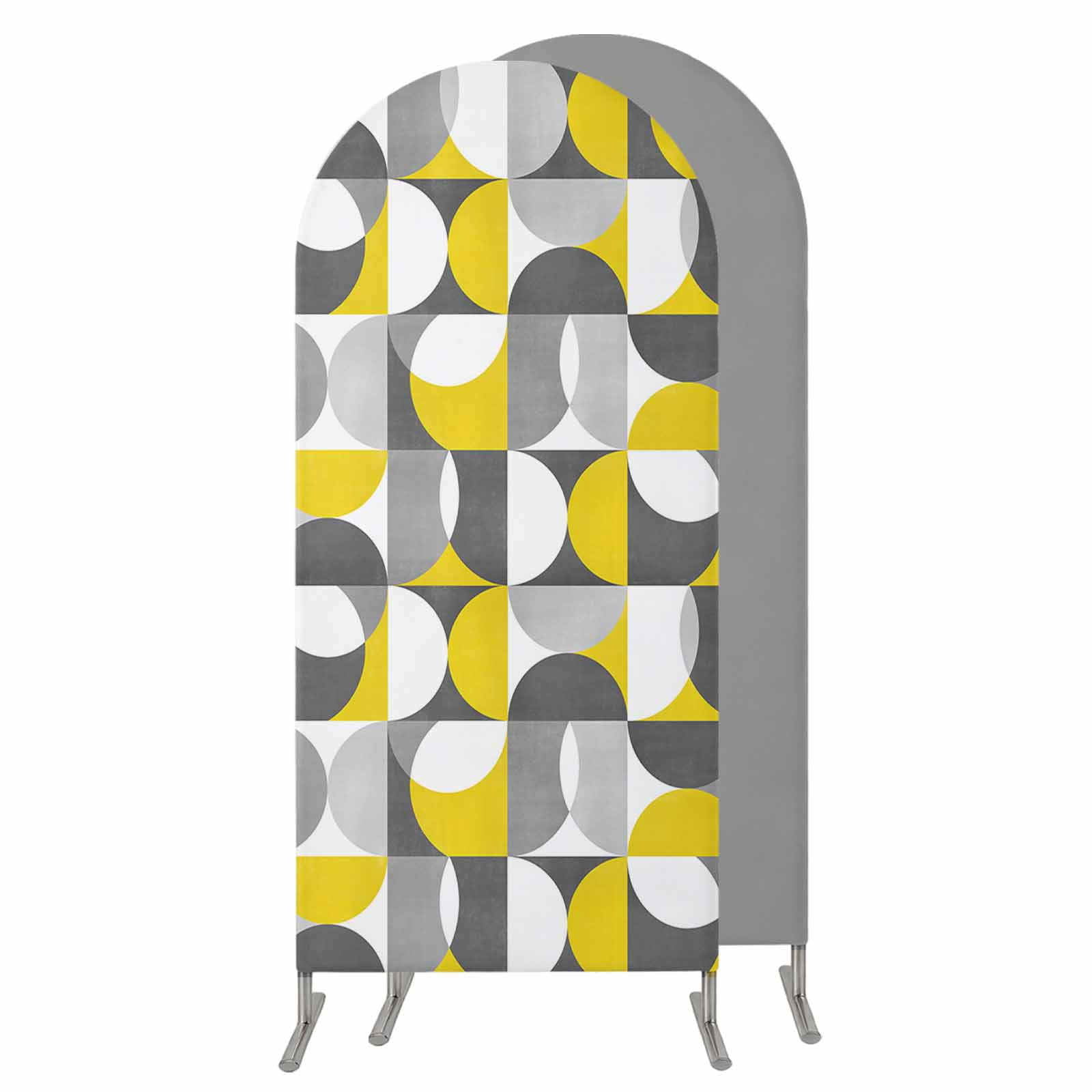 4FT Arch Backdrop Covers, Grey Yellow, Wedding Arch Cover Stretchy ...