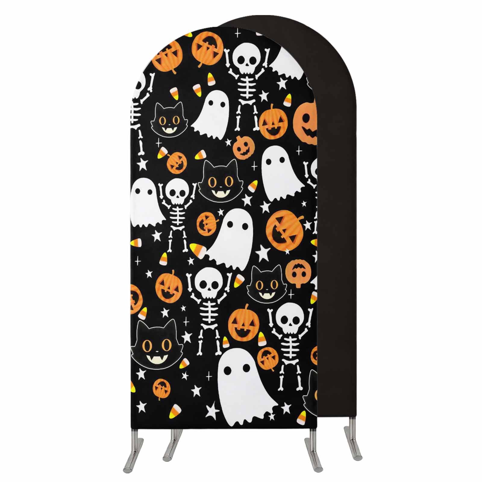 4FT Arch Backdrop Covers, Halloween Wedding Arch Cover Stretchy, Orange ...