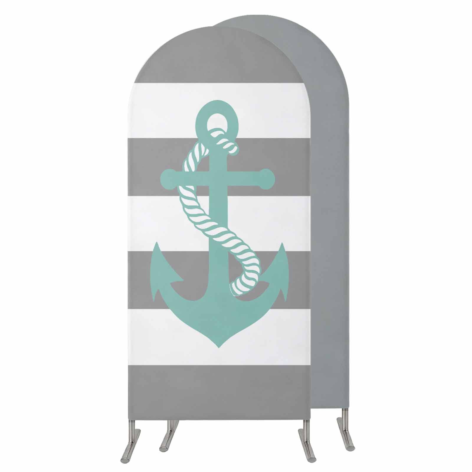 4FT Arch Backdrop Covers, Nautical Anchor Wedding Arch Cover Stretchy ...