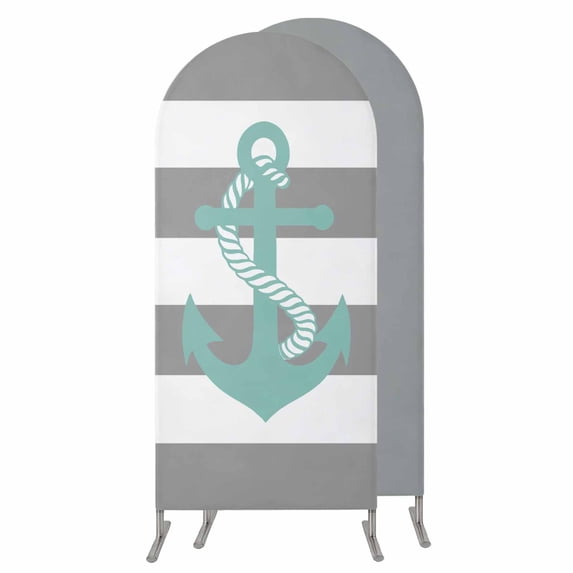 4FT Arch Backdrop Covers, Nautical Anchor Wedding Arch Cover Stretchy ...