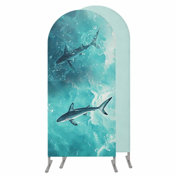 4FT Arch Backdrop Covers, Ocean Shark Wedding Arch Cover Stretchy, Teal ...