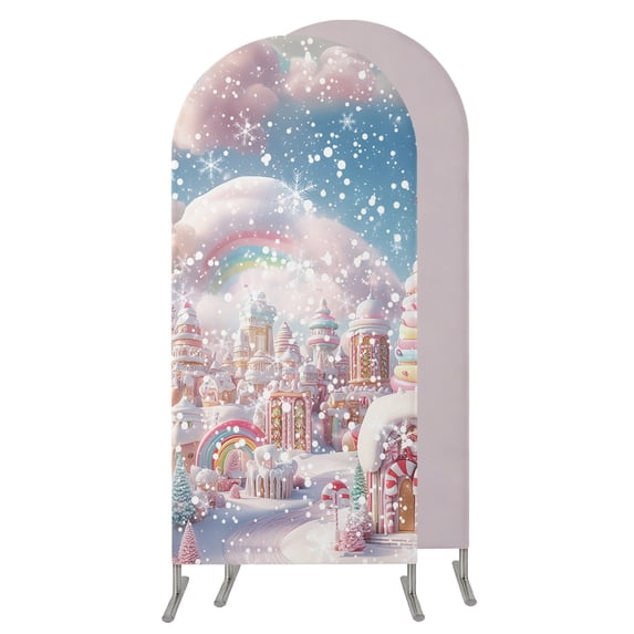4FT Arch Backdrop Covers, Pink Christmas Wedding Arch Cover Stretchy ...