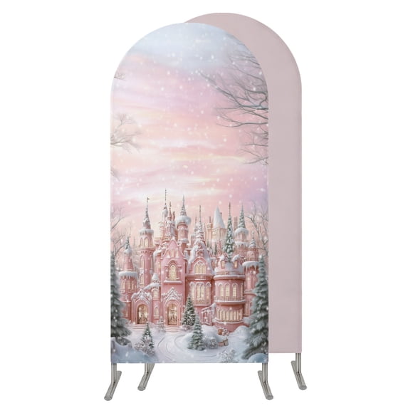 4FT Arch Backdrop Covers, Pink Christmas Wedding Arch Cover Stretchy ...