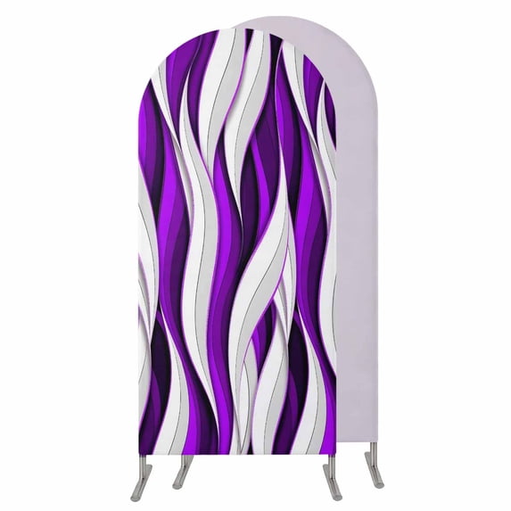 4FT Arch Backdrop Covers, Purple White Moire Wedding Arch Cover ...