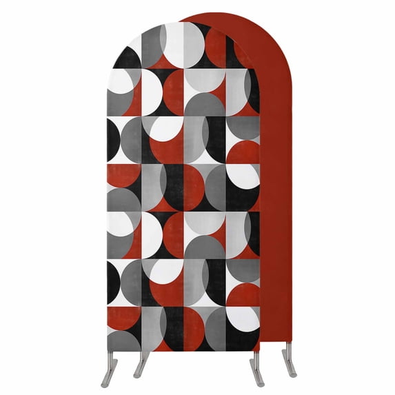 4FT Arch Backdrop Covers, Red Grey, Wedding Arch Cover Stretchy ...