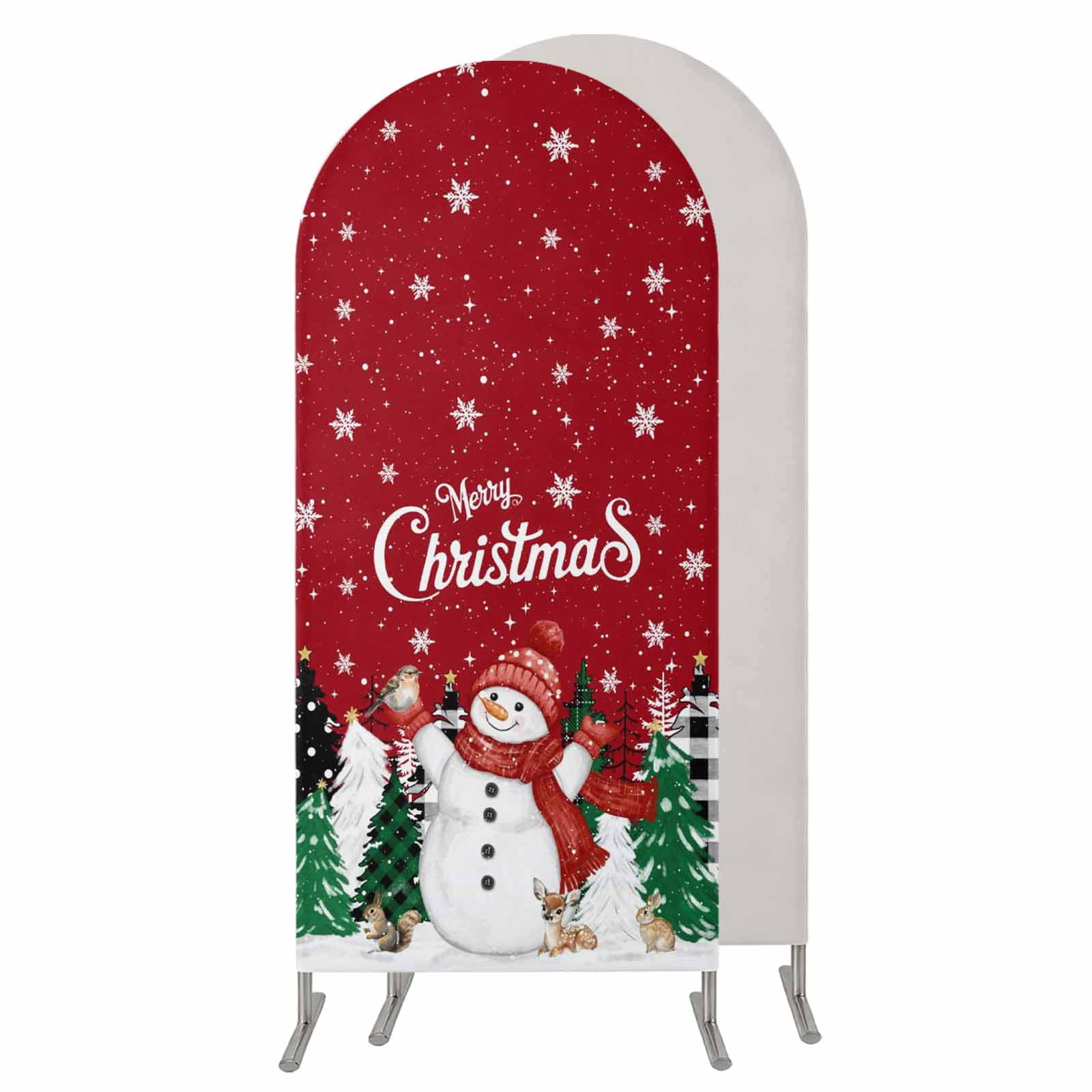 4FT Arch Backdrop Covers, Red Snowman Christmas Wedding Arch Cover ...
