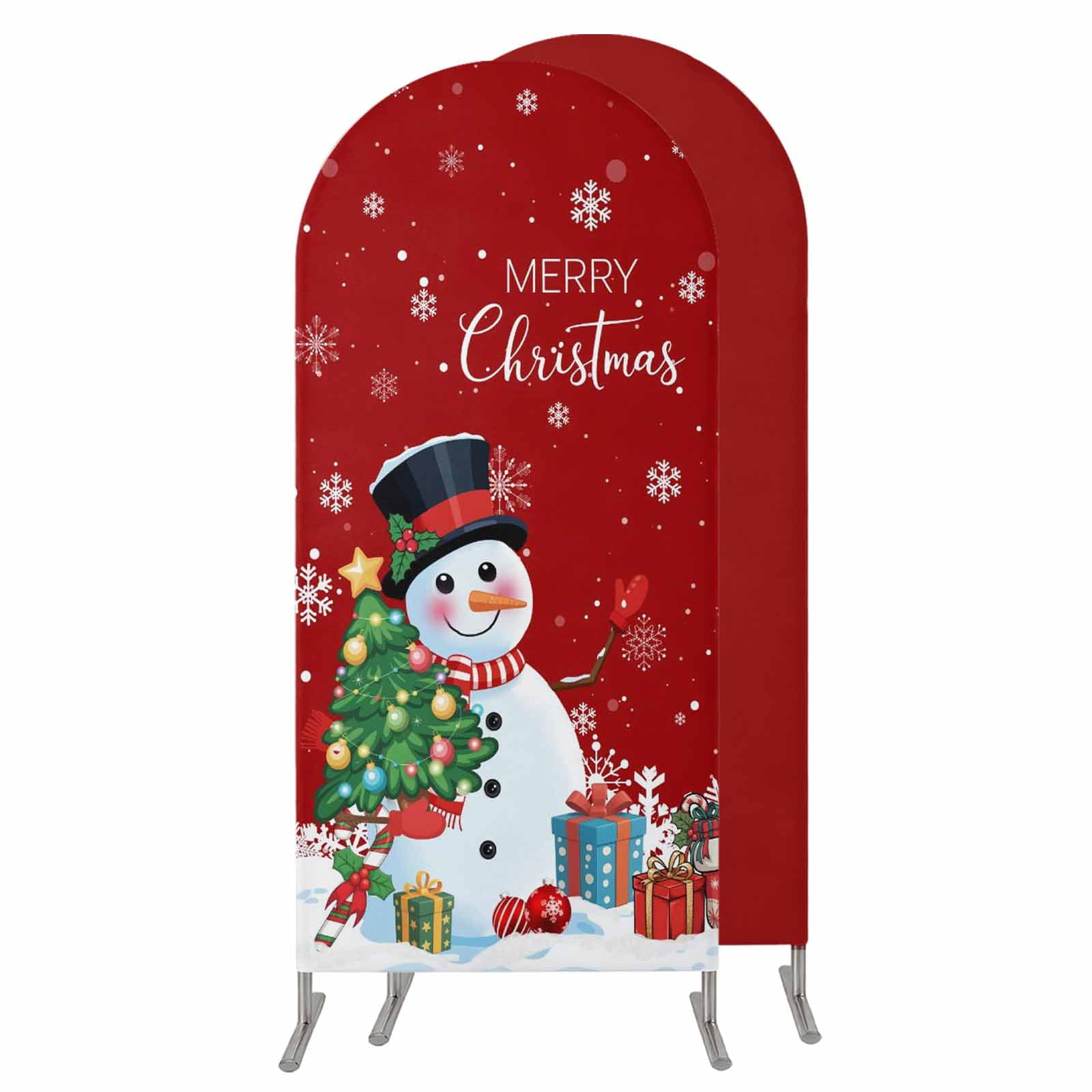 4FT Arch Backdrop Covers, Red Snowman Christmas Wedding Arch Cover ...