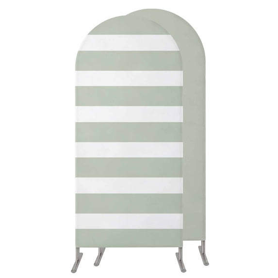 4FT Arch Backdrop Covers, Sage Green Stripe Wedding Arch Cover Stretchy ...
