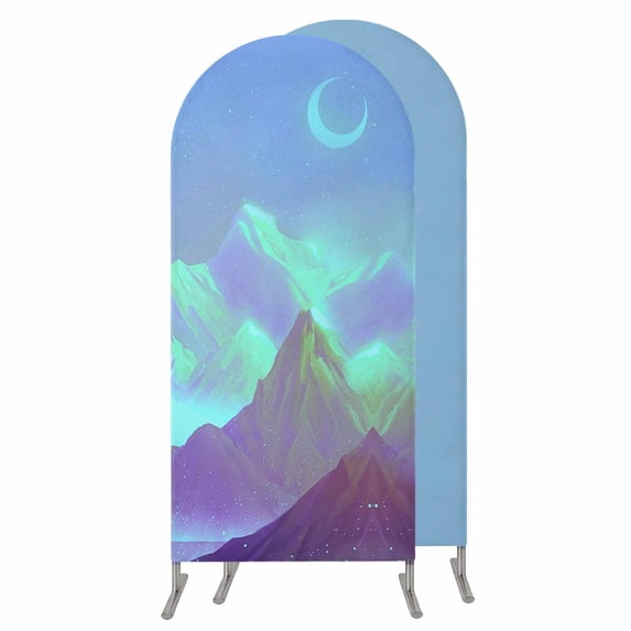 4FT Arch Backdrop Covers, Starry Sky Ombre Mountains Wedding Arch Cover ...