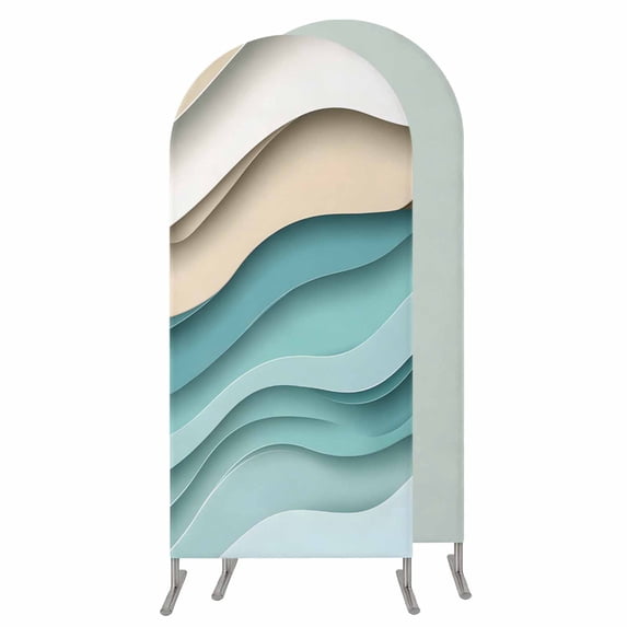 4FT Arch Backdrop Covers, Teal Brown Ombre Wedding Arch Cover Stretchy ...