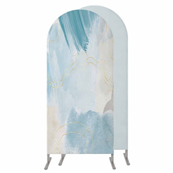 4FT Arch Backdrop Covers, Teal Ombre Marble Wedding Arch Cover Stretchy ...