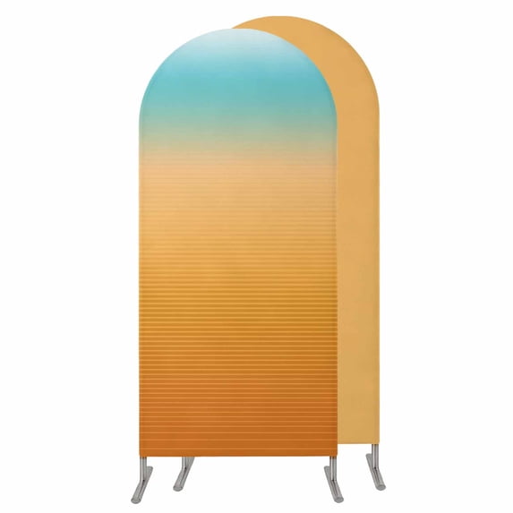 4FT Arch Backdrop Covers, Teal Orange Ombre Wedding Arch Cover Stretchy ...