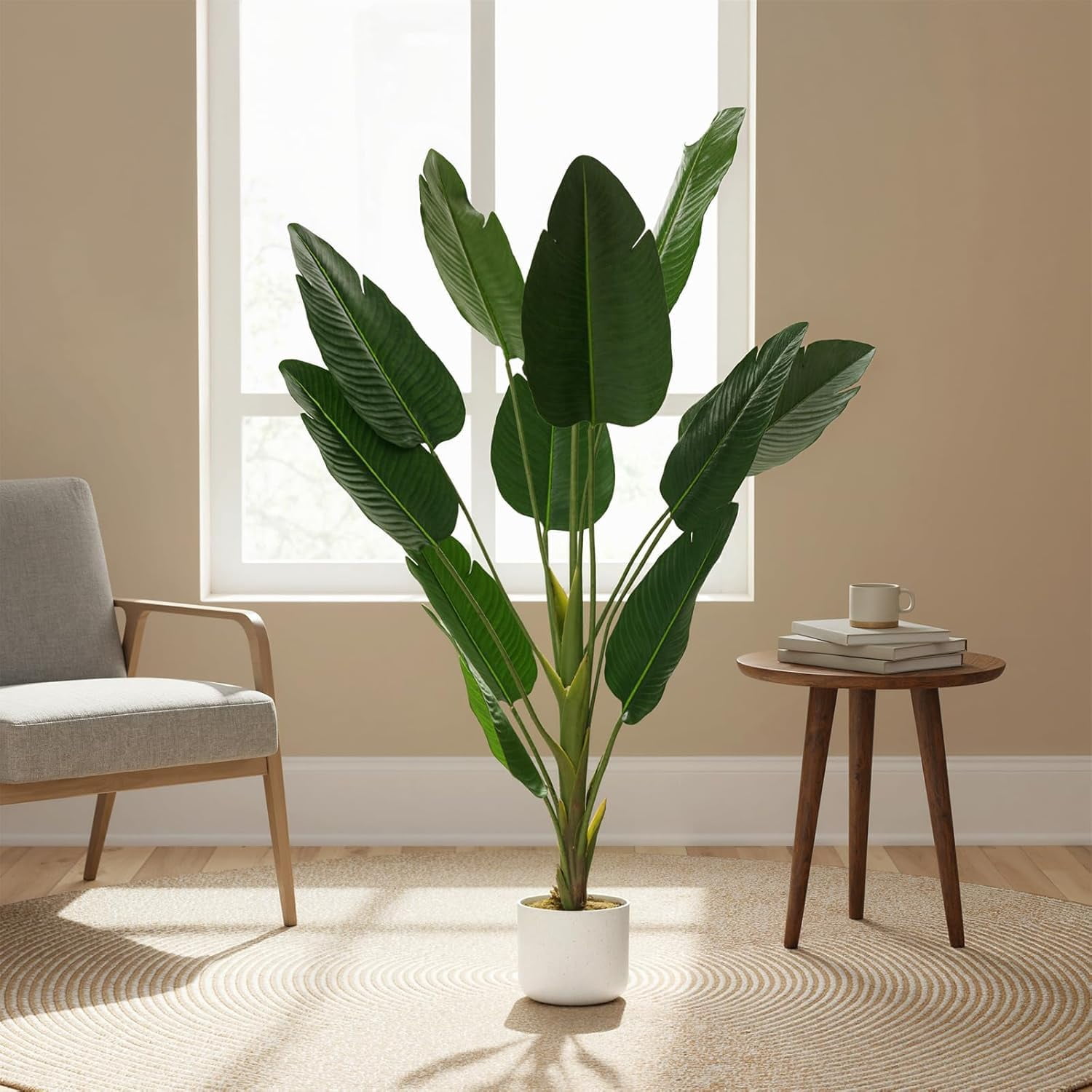 4FT Artificial Banana Tree in Pot, Faux Bird of Paradise Plant Fake ...