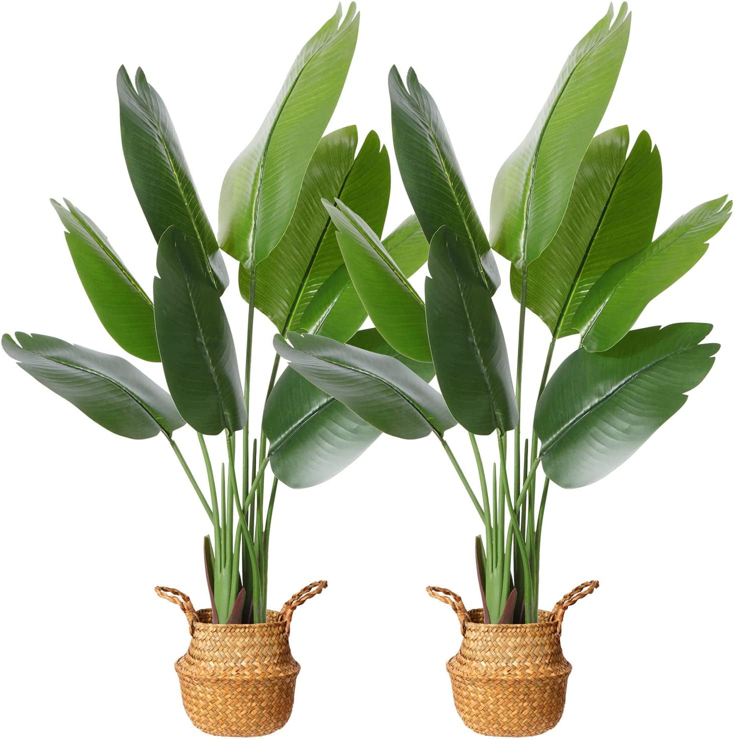 4FT Artificial Bird of Paradise Plant,Tall Fake Tropical Palm Tree with ...