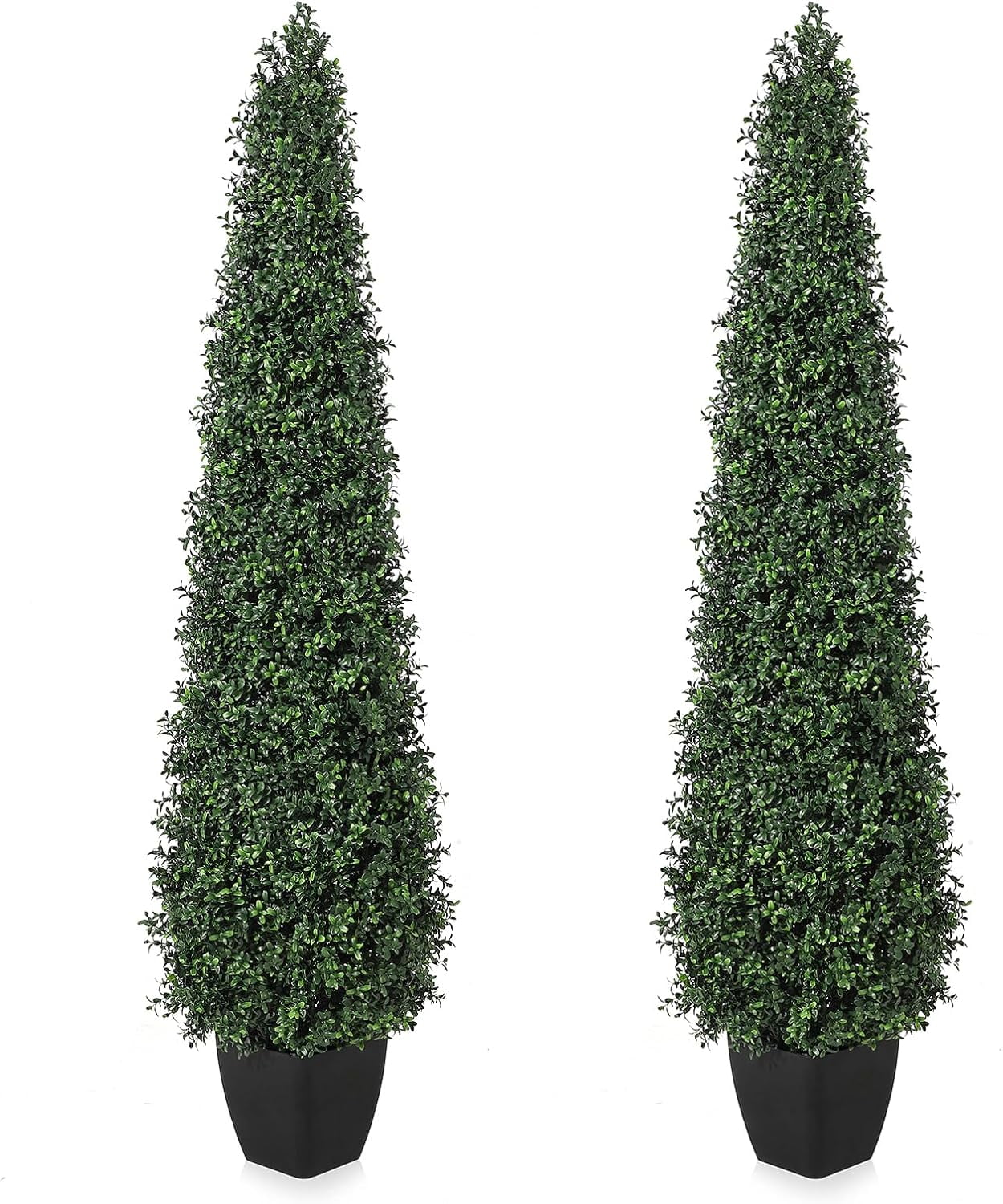 4FT Artificial Boxwood Topiary Trees,2Pack Faux Topiaries Tree Potted ...