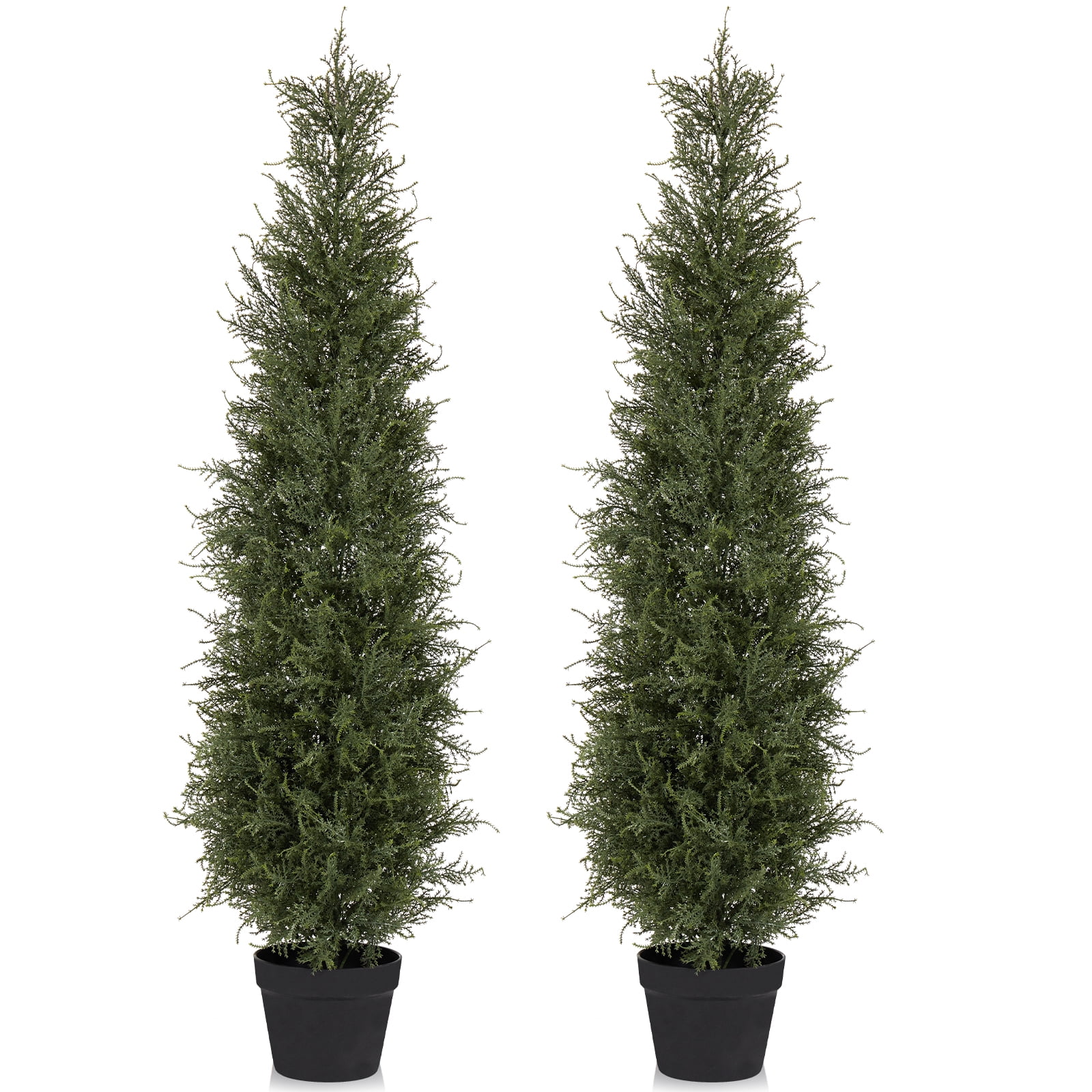 Y&M 4FT Artificial Cedar Topiary Trees for Outdoors Potted Fake Cypress ...