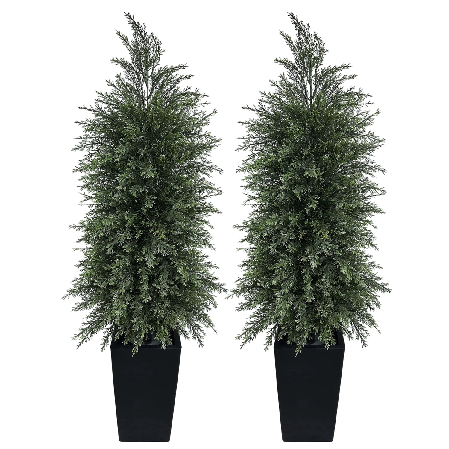 4FT Artificial Cypress Tree with Black Pot - Slim Space-Saving Greenery ...