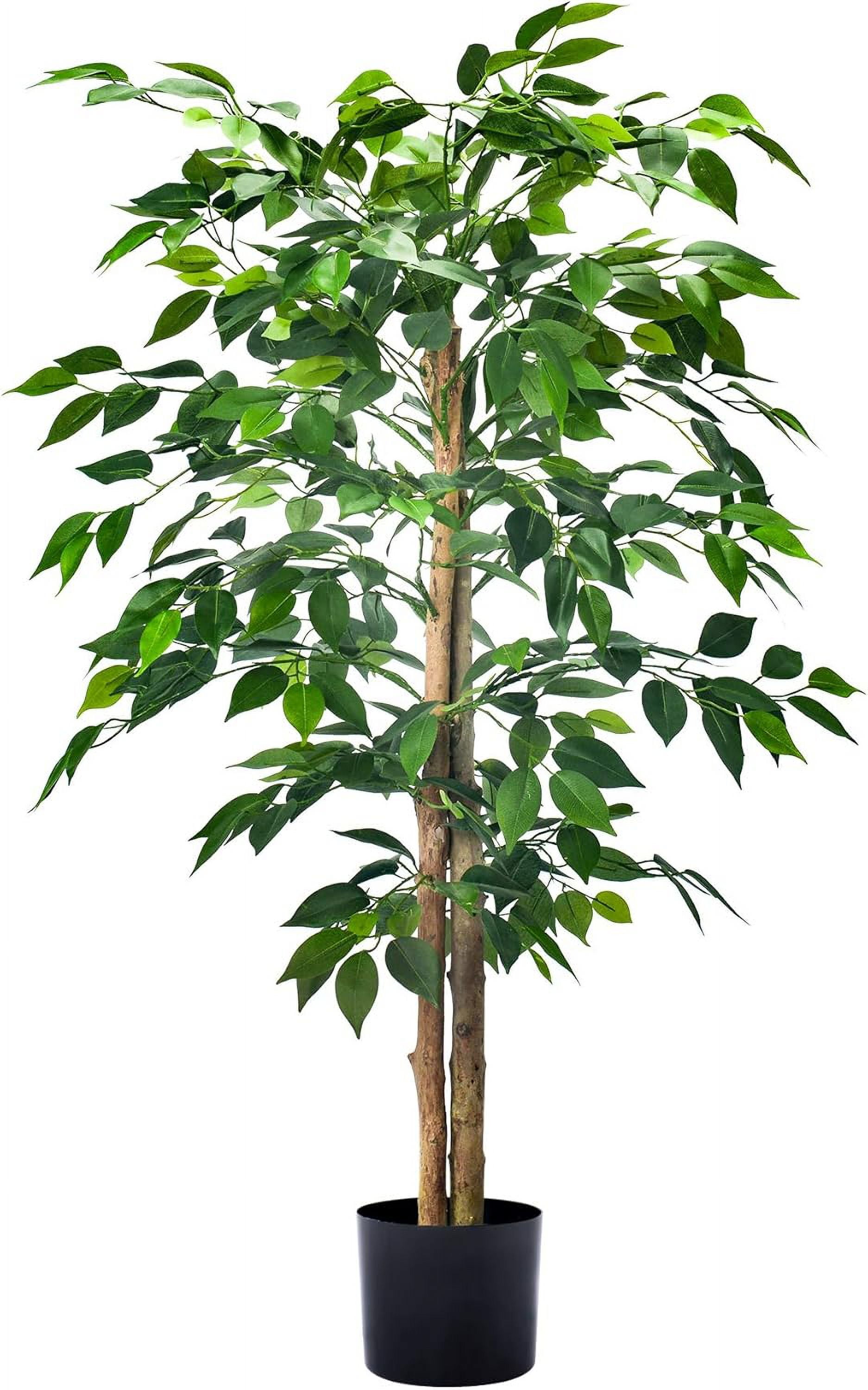 4FT Artificial Ficus Trees with Realistic Leaves and Natural Trunk ...