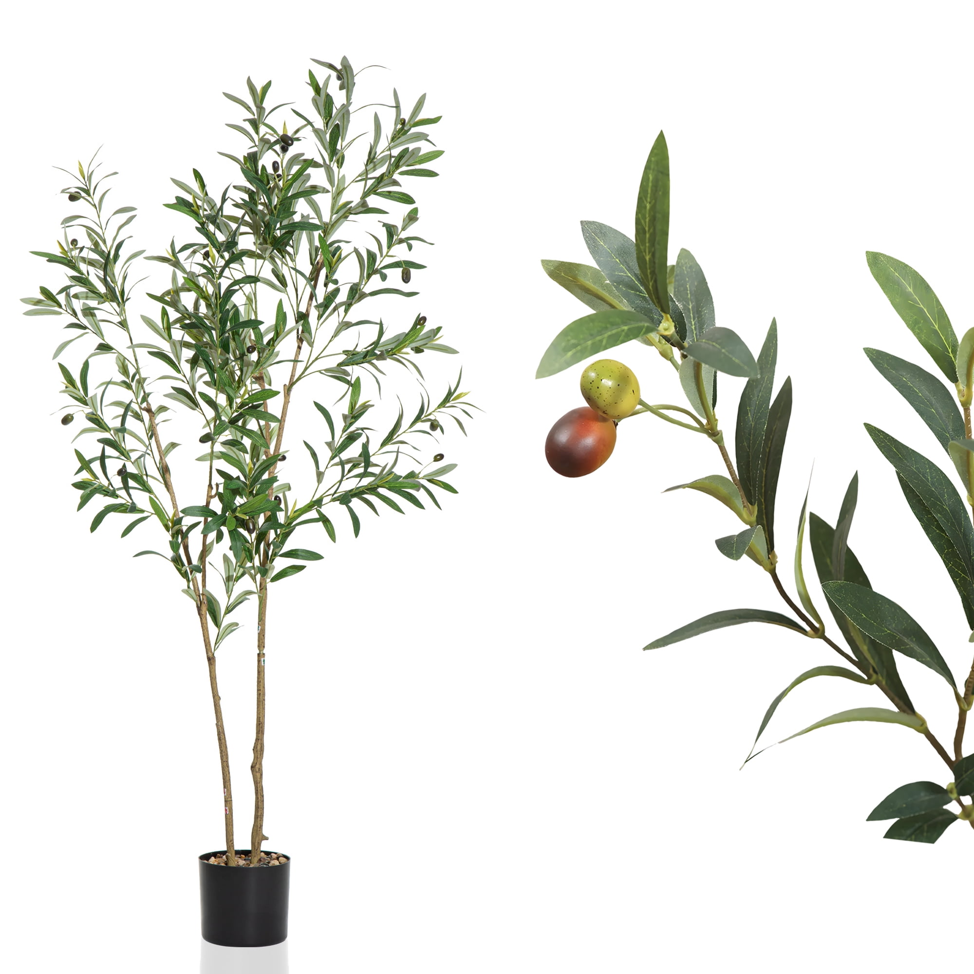4ft Artificial Olive Tree with Natural Wood Trunk and Lifelike Fruits ...