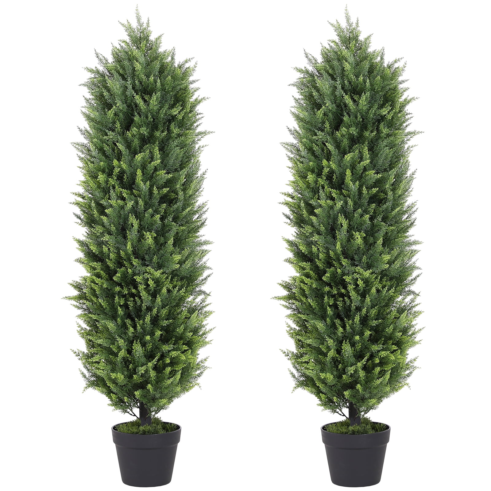 Front Porch Goplus 4FT Artificial Cedar Topiary Trees - Set Of 2 Potted ...