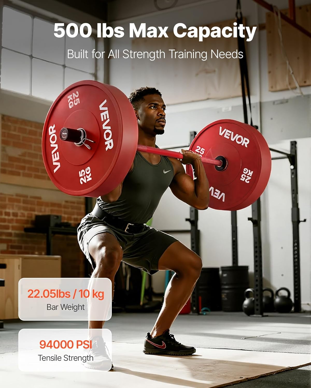 4FT Barbell Bar, 500lbs/226kg Capacity, High-Strength Solid Steel for ...