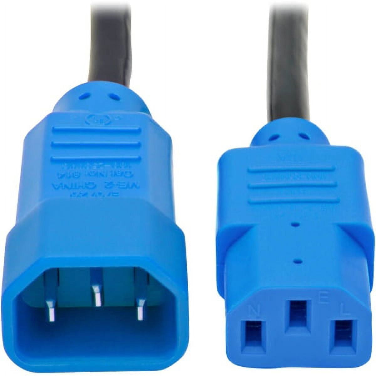 4FT COMPUTER POWER CORD EXTENSION CABLE C14 TO C13 BLUE 10A 18AWG ...