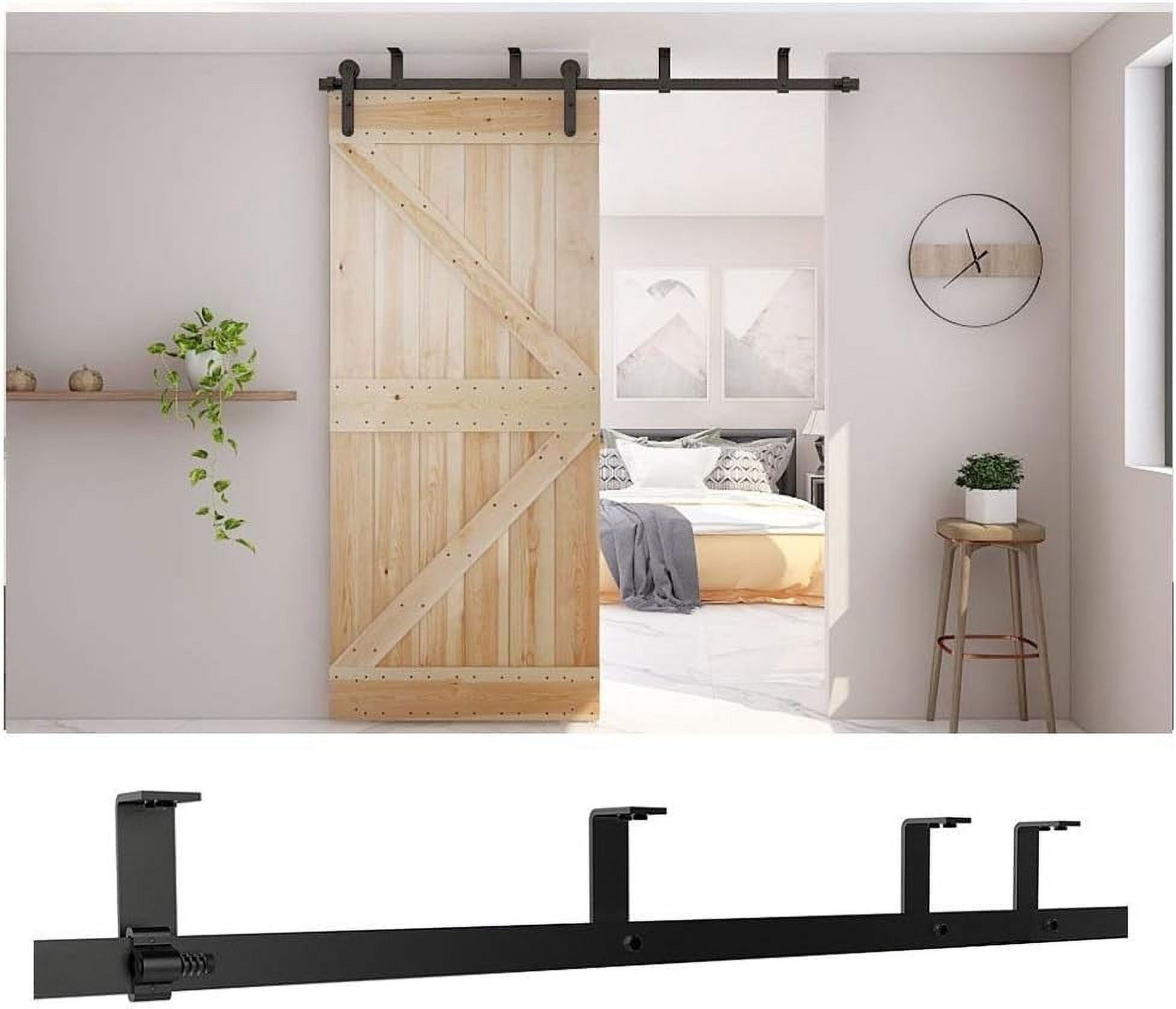 4FT Ceiling Mount Bracket Sliding Barn Door Hardware Kit Black,Strong ...