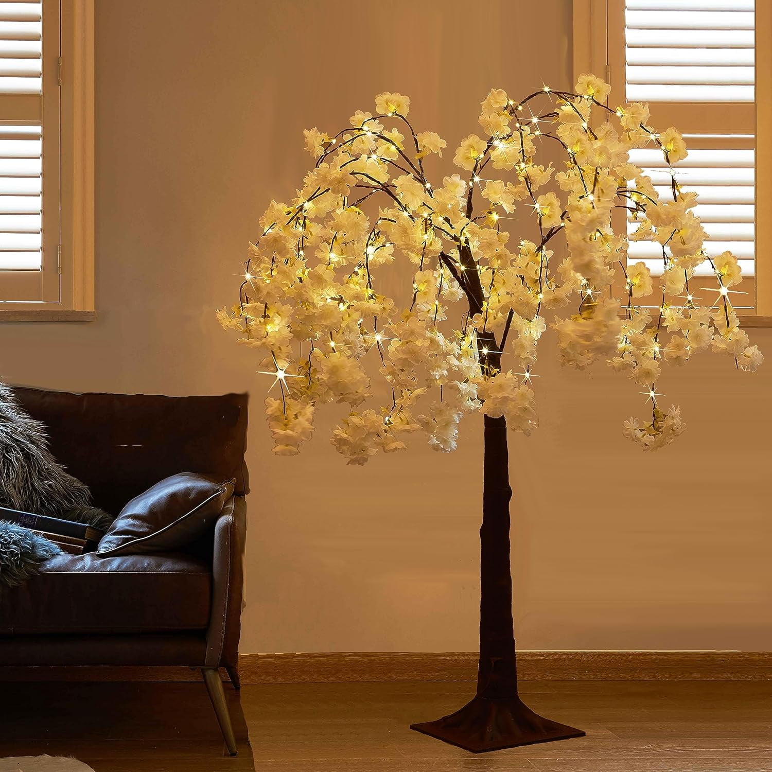 4FT Cherry Blossom Tree with 180 Fairy Lights, Artificial Lighted Tree ...