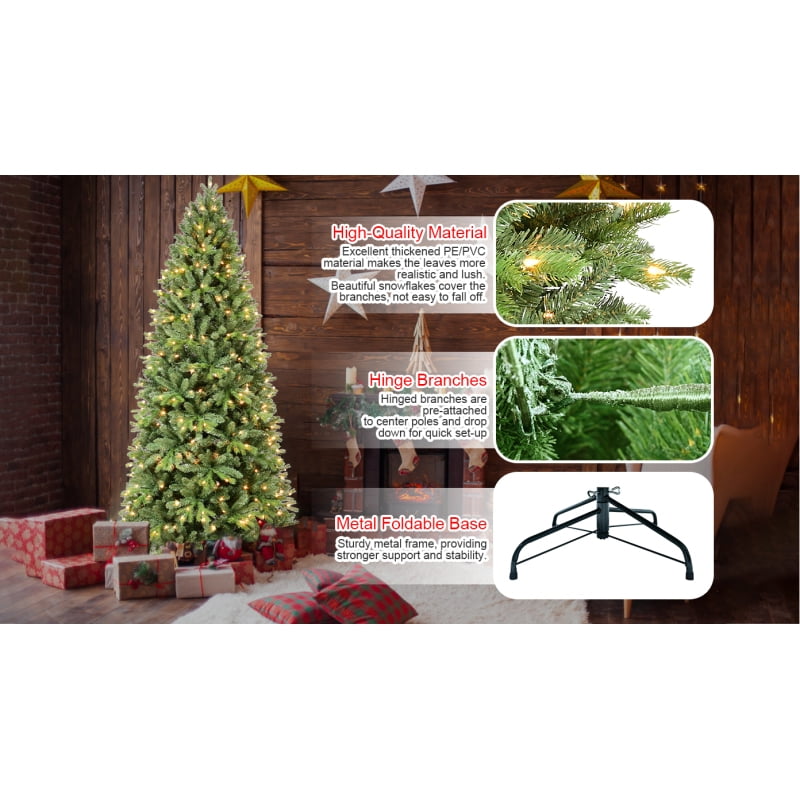 4FT Christmas Tree with 527 Tips and 150 Warm White LED Lights – PVC+PE ...