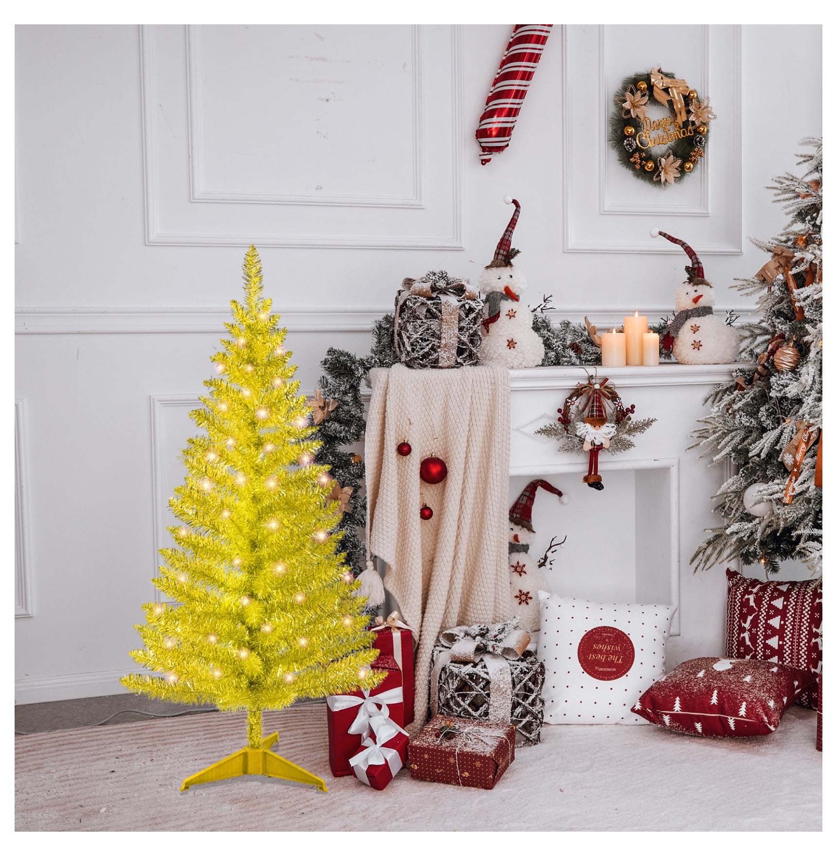 4FT Christmas Tree with 50 UL Lights, 122 PVC Tips – Prelit Artificial ...