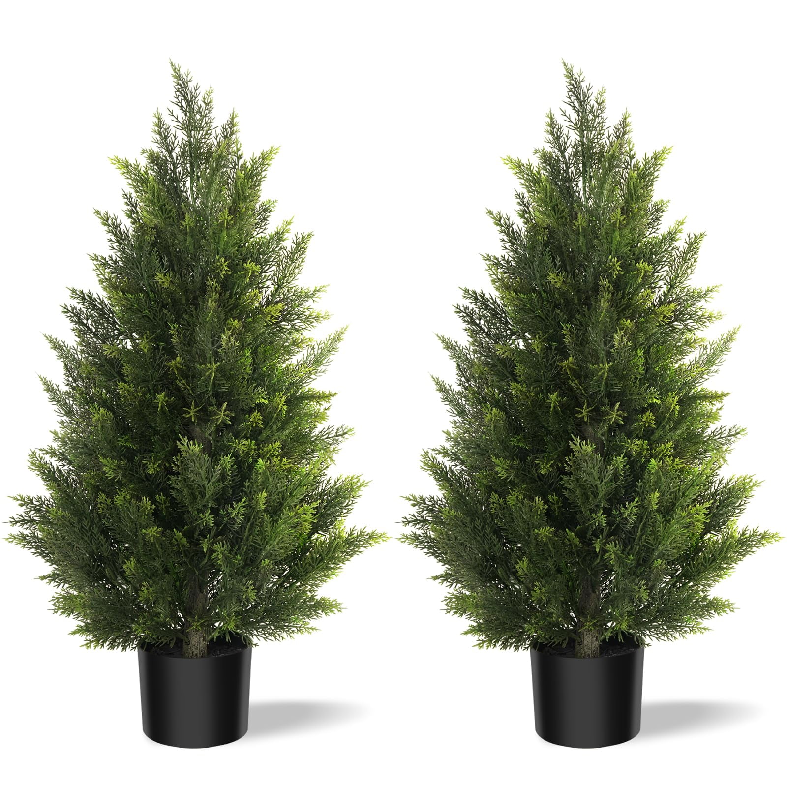 4FT Fake Cedar Topiary Trees 2 Pack, Artificial Evergreen Bushes for ...