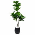 4FT Fiddle Leaf Fig Tree Artificial - with White Pot, 48 Leaves Fake ...