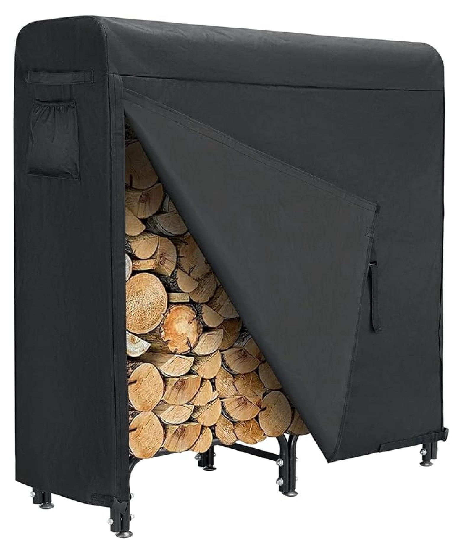 4FT Firewood Rack with Cover, Heavy Duty Wood Holder - Indoor/Outdoor ...