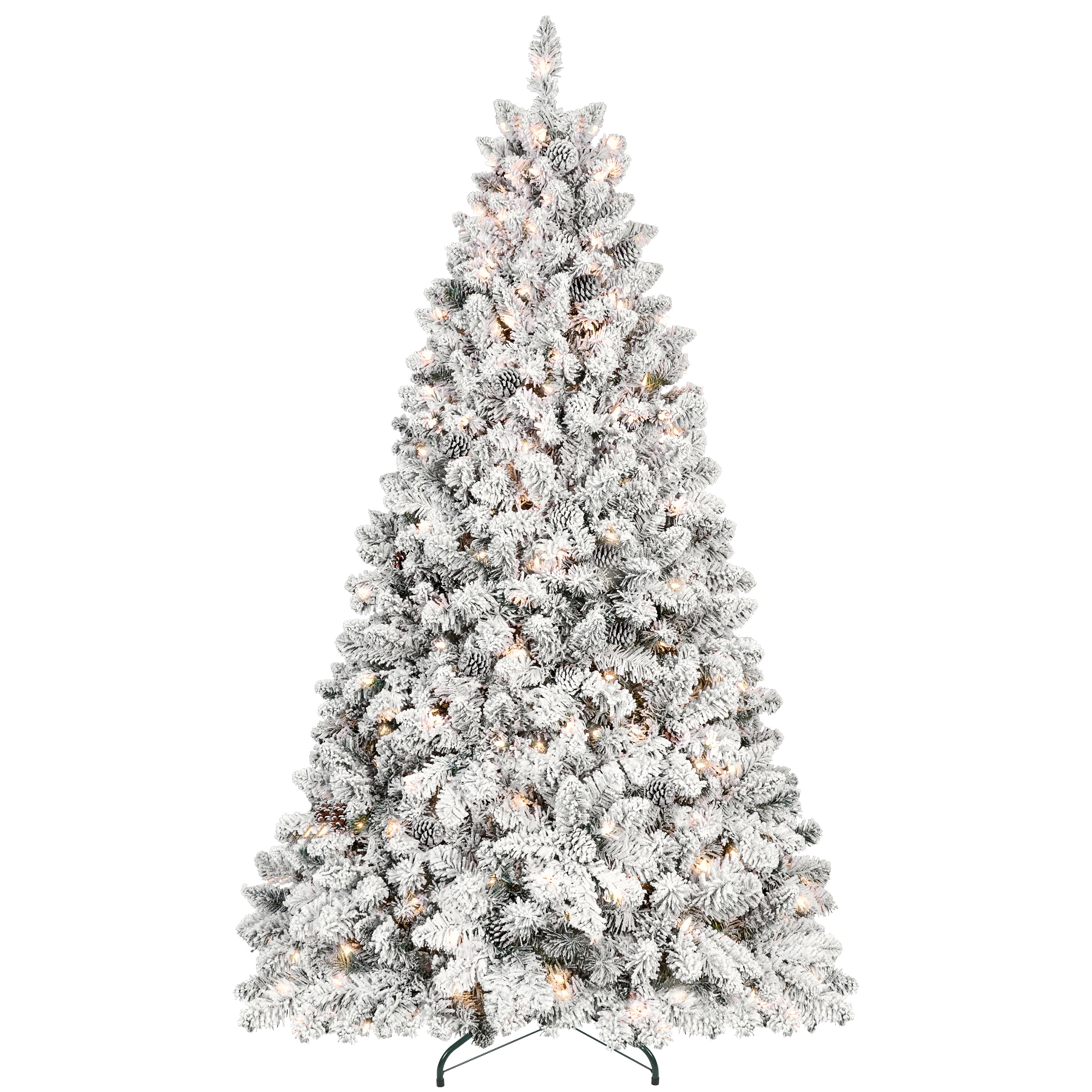 4FT Flocked Christmas Tree with 150 UL Lights & 21 Pine Cones – Snowy ...
