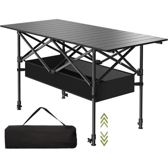 4FT Folding Camping Table,Portable Roll-up Picnic Table with Carry Bag ...
