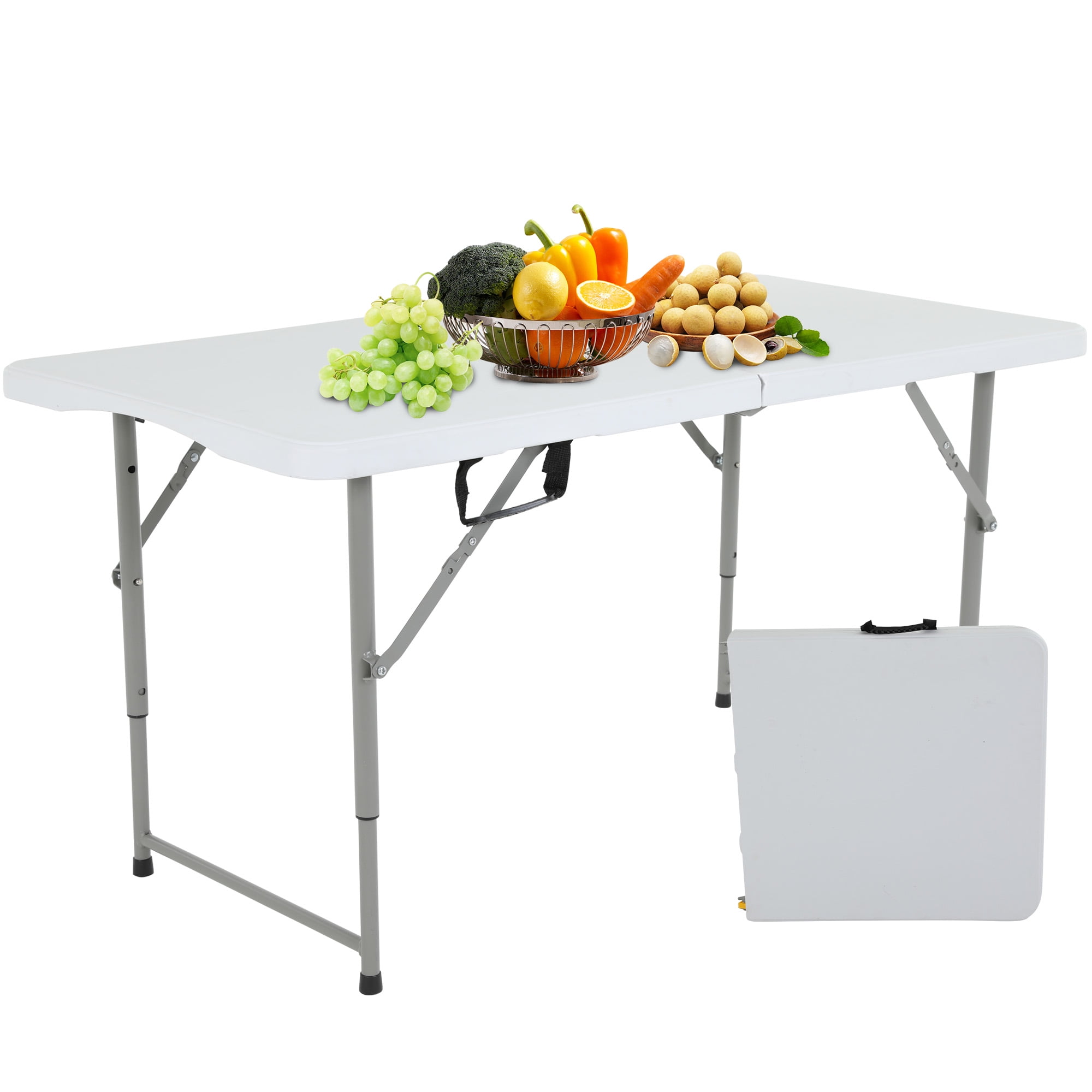 4FT Folding Table, Height Adjustable Table, Heavy Duty Plastic Tables ...