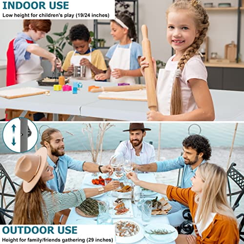 4FT Folding Table, Height Adjustable Table, Heavy Duty Plastic Tables ...