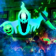 7.5 ft Tall Gemmy Airblown Halloween Pirate Ship Inflatable, Black ...