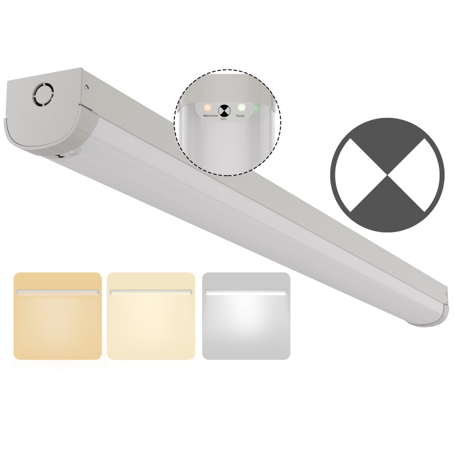 4FT LED Linear Strip Emergency Stairwell Light, 2 Watt/3 CCT Selectable ...