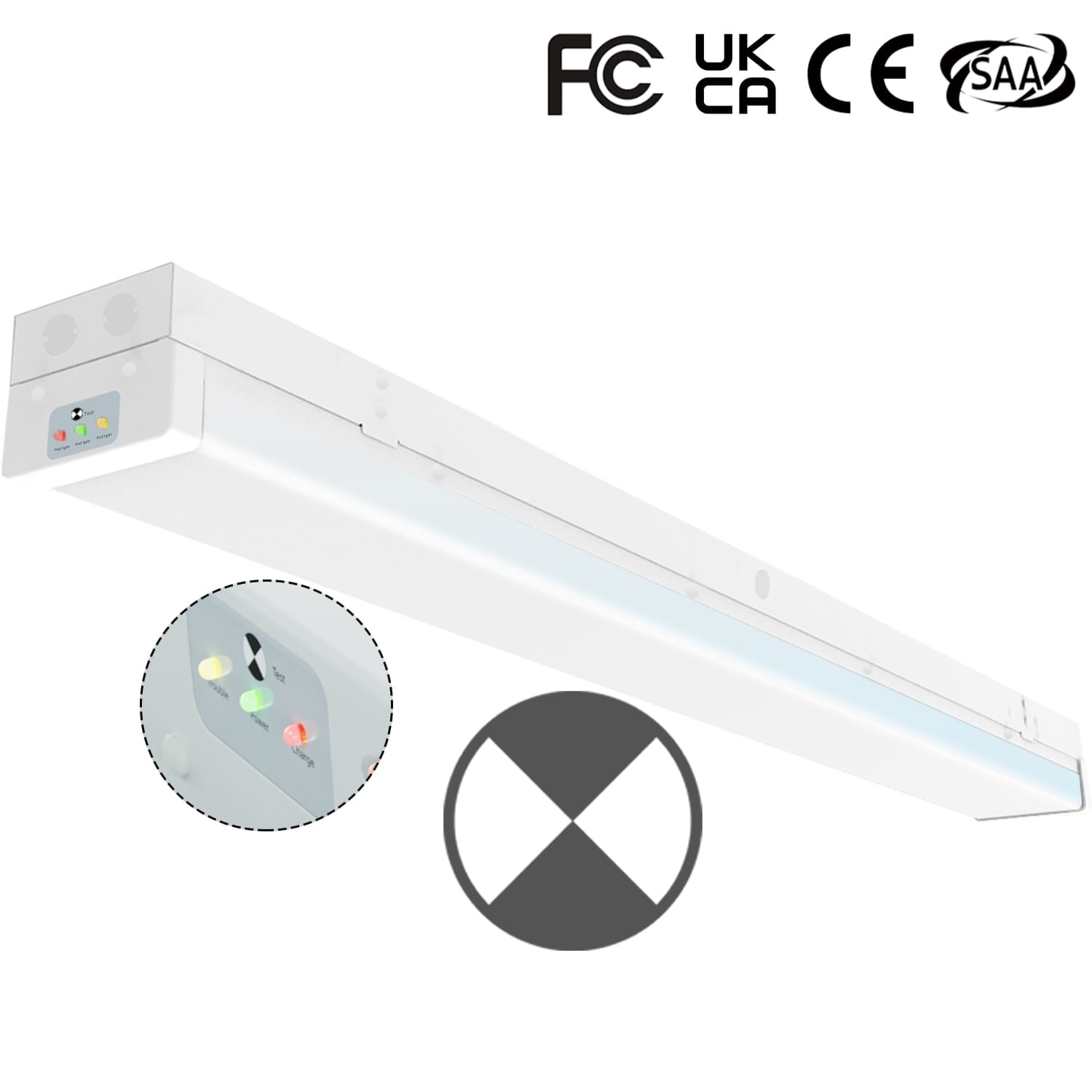 4FT LED Wraparound Emergency Stairwell Light, 2 Watt Selectable, 20W/40W, 2500lm/5000lm, Battery ...