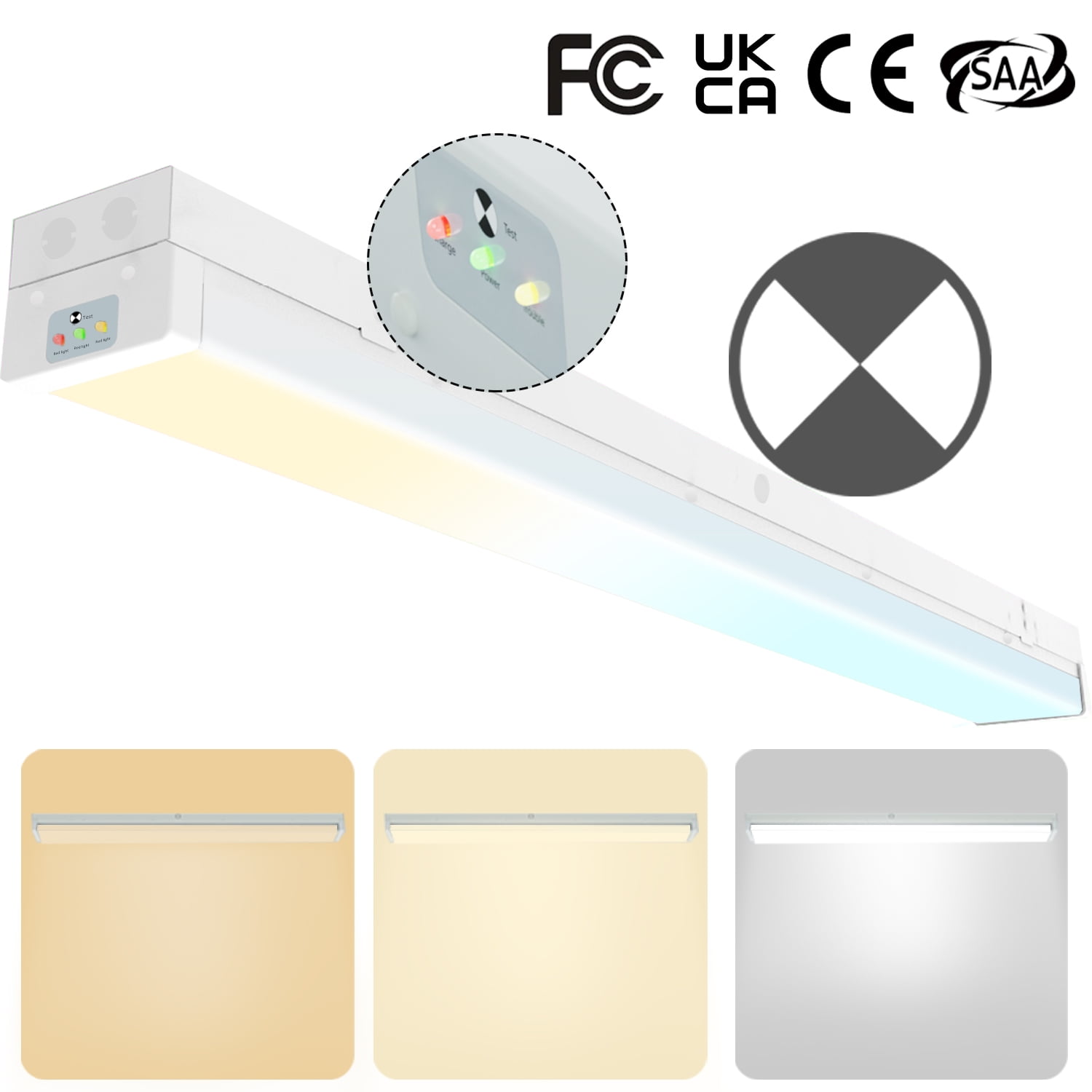 4FT LED Wraparound Emergency Stairwell Light, Battery Backup, IP20, 20W ...