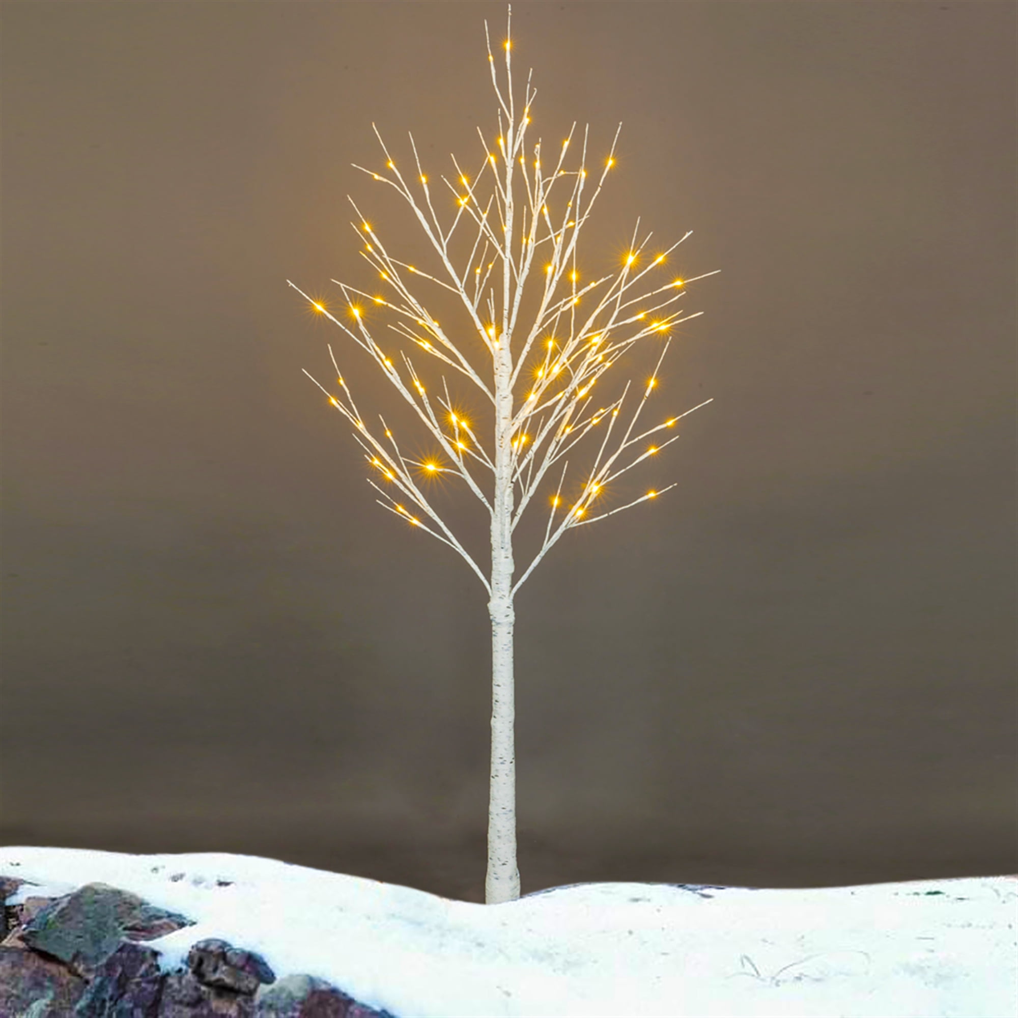 4FT Lighted Birch Tree for Indoor, White Lighted Trees for Christmas ...