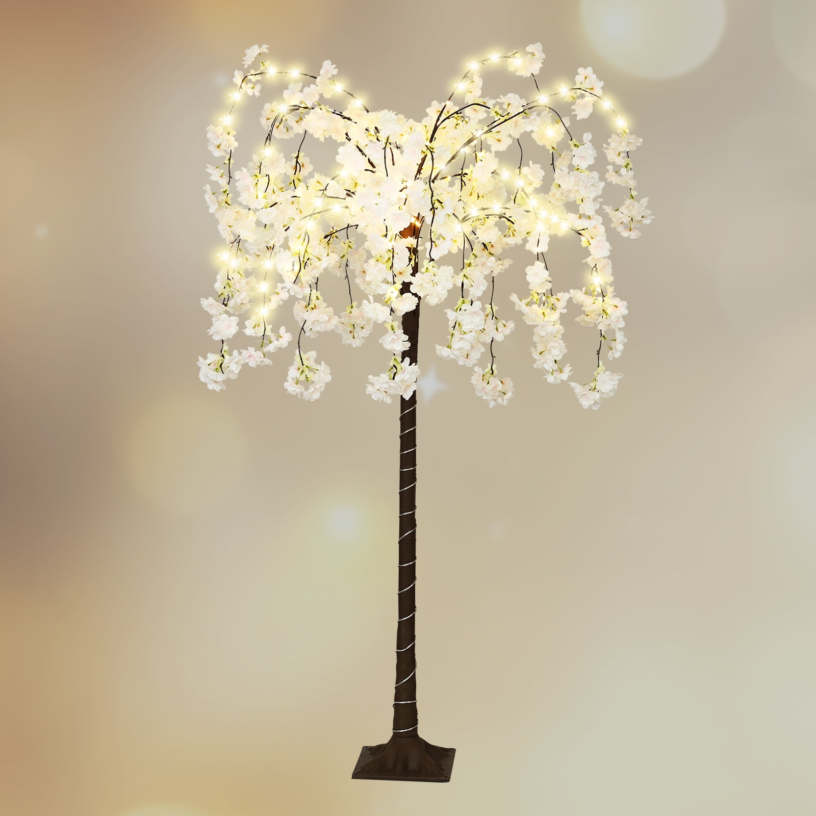 4FT Christmas Branch Fake Indoor Lighted Cherry Blossom Tree LED ...