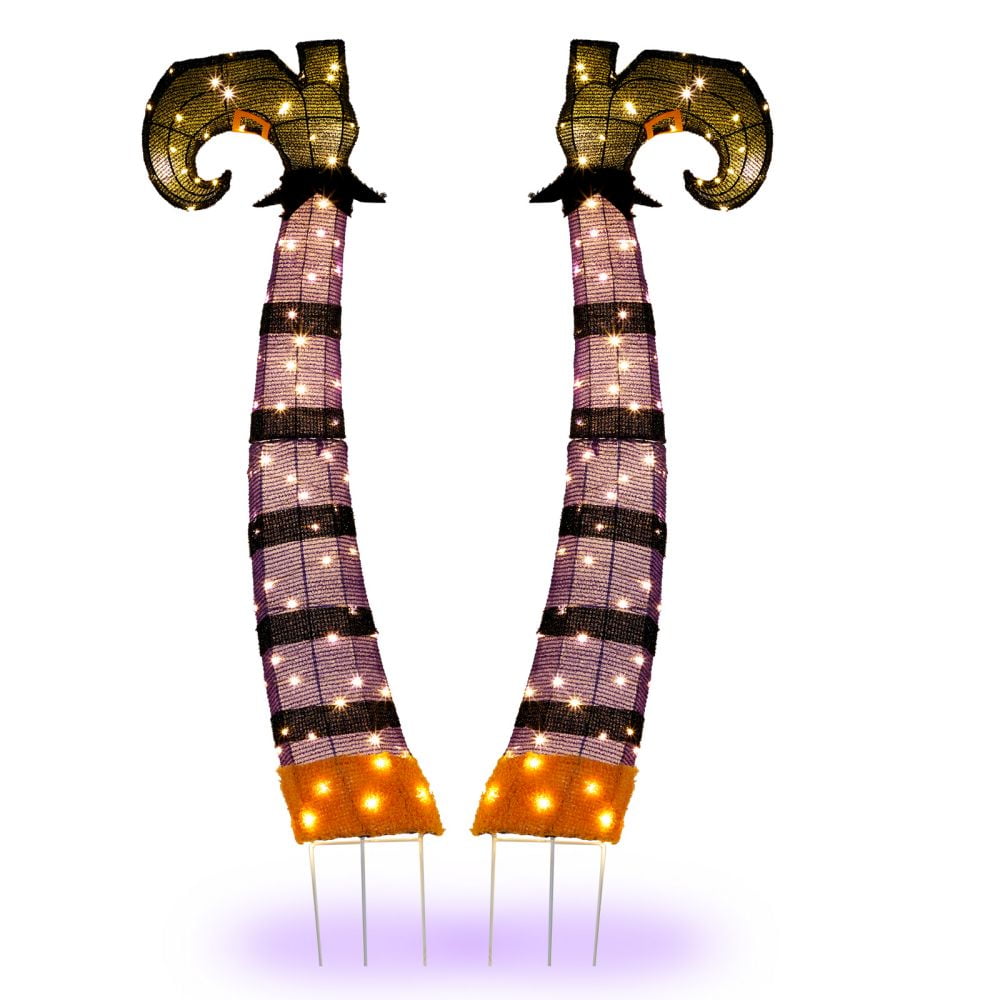 4FT Lighted Halloween Decorations, Purple Witch Legs (A Pair) with Yard ...